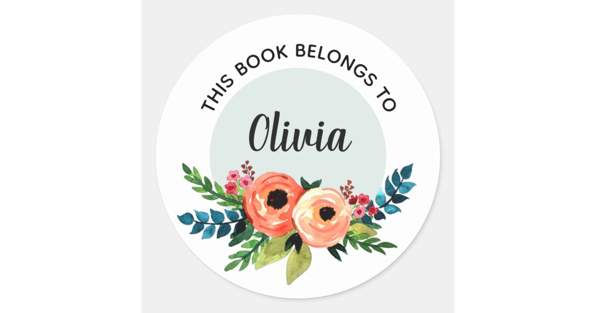 Girls Floral Watercolor Flowers Kids Bookplate | Zazzle
