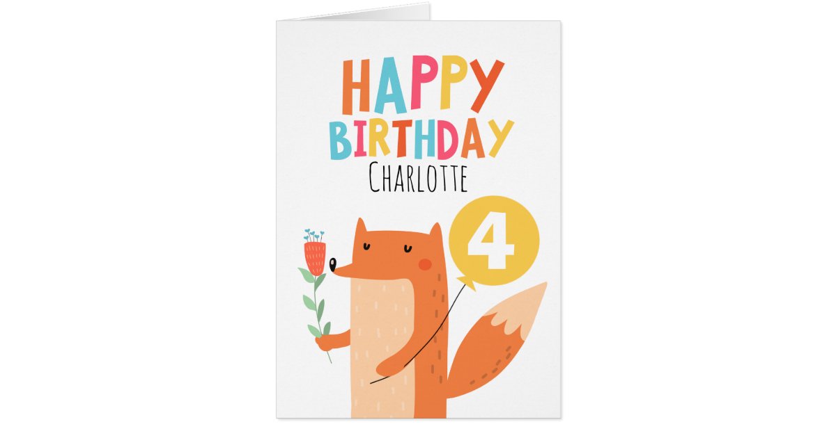 Girls Fox Birthday Card | Zazzle.com