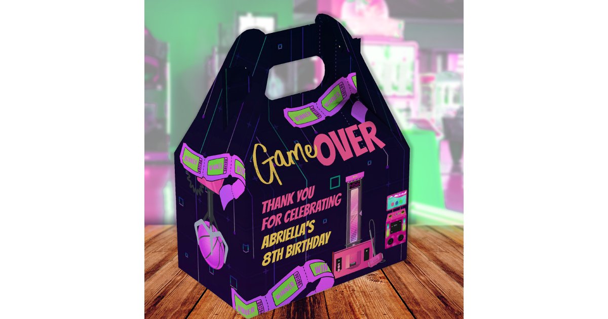 Girls Gaming and Arcade Birthday Favor Boxes | Zazzle