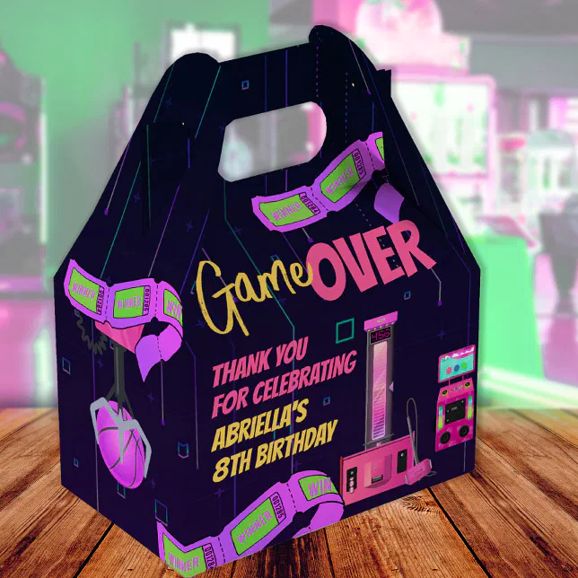 Girls Gaming and Arcade Birthday Favor Boxes | Zazzle