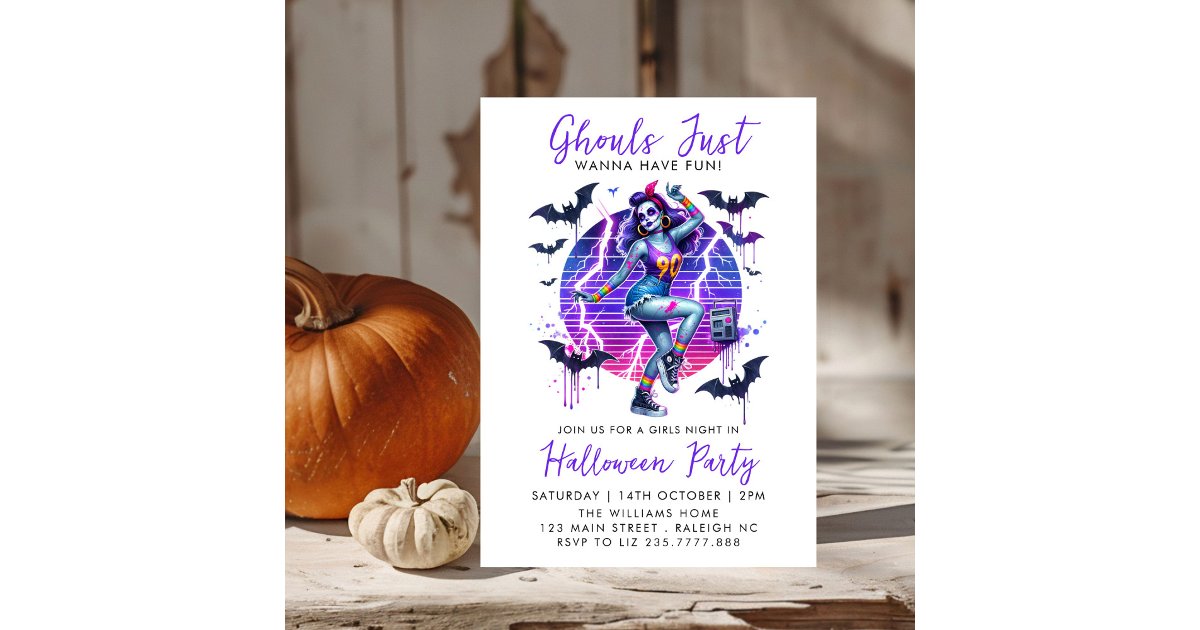 Girls Ghouls Night Out Adult Halloween Party Invitation | Zazzle