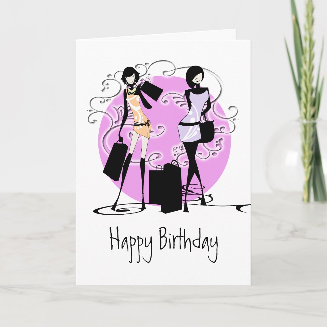 Girls girly fashion divas friends PERSONALIZE Card | Zazzle