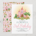 Girls Girly Pink Princess Fairytale Kids Birthday Invitation | Zazzle