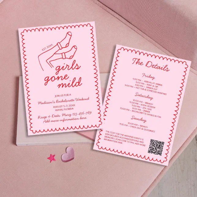 Girls Gone Mild Hand Drawn Bachelorette Weekend Invitation | Zazzle