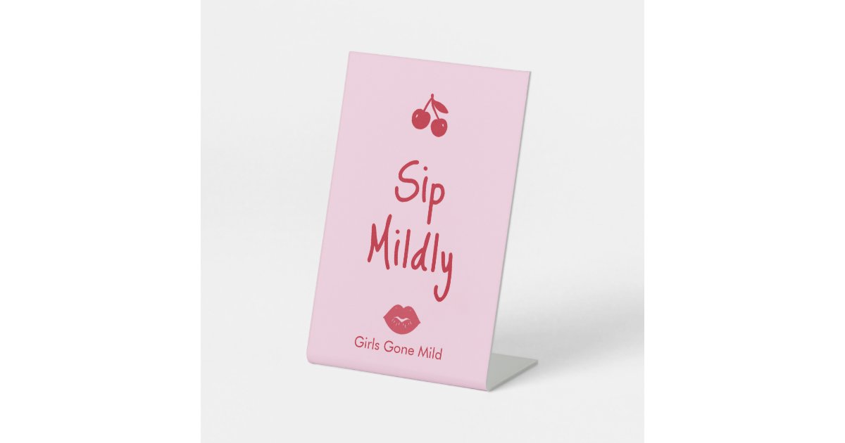 Girls Gone Mild Pink and Cherry Red Bachelorette Pedestal Sign | Zazzle