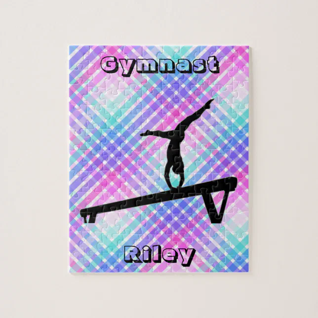 Girls Gymnast Gymnastics Balance Beam Pastel Jigsaw Puzzle | Zazzle