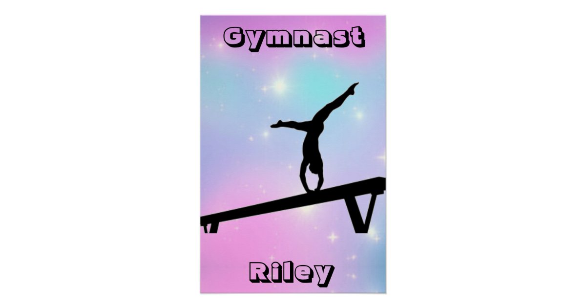 Girls Gymnast Gymnastics Balance Beam Poster | Zazzle