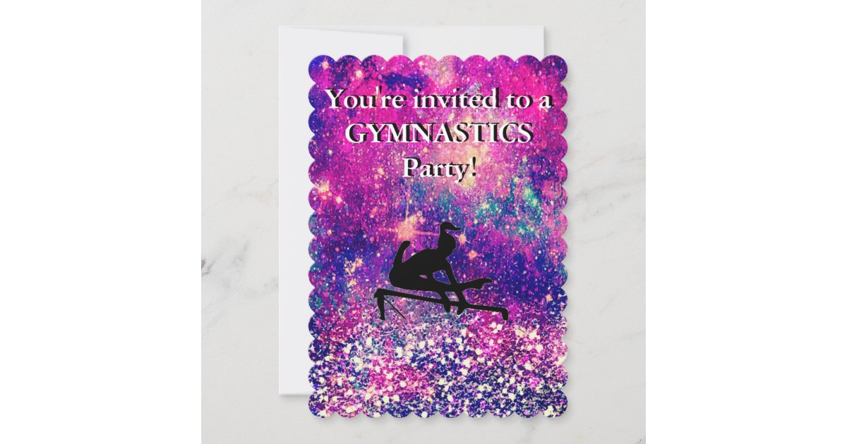 Girls Gymnastics Birthday Party Sparkle | Zazzle