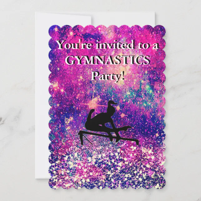 Girls Gymnastics Birthday Party Sparkle | Zazzle