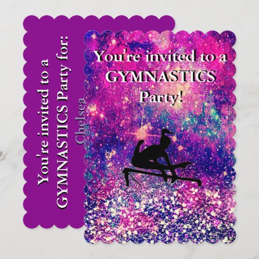 Girls Gymnastics Birthday Party Sparkle | Zazzle