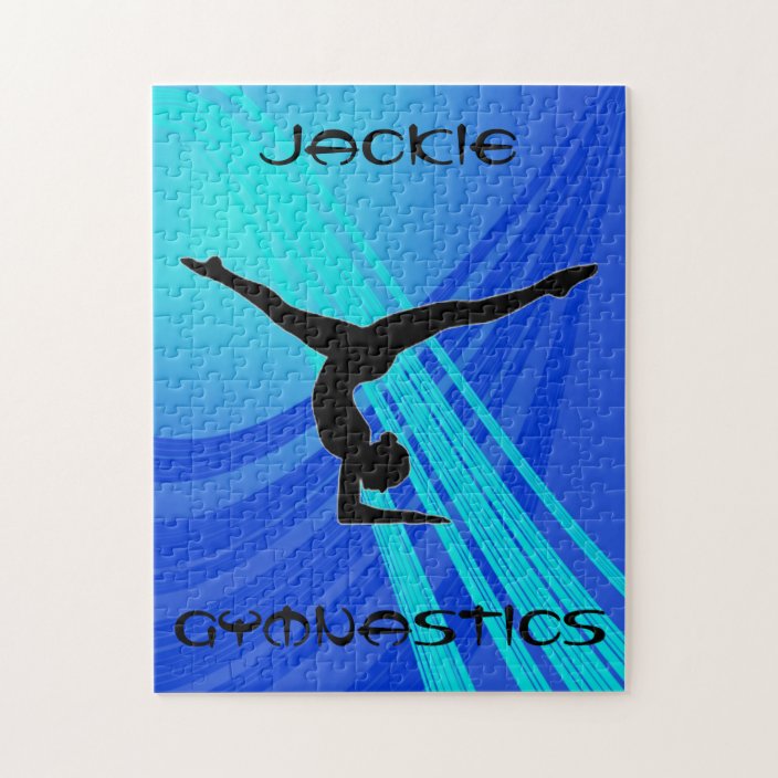 Girls Gymnastics Blue Abstract Jigsaw Puzzle | Zazzle.com