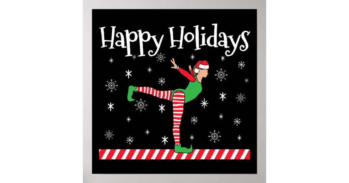 Girls Gymnastics Christmas Elf Poster | Zazzle