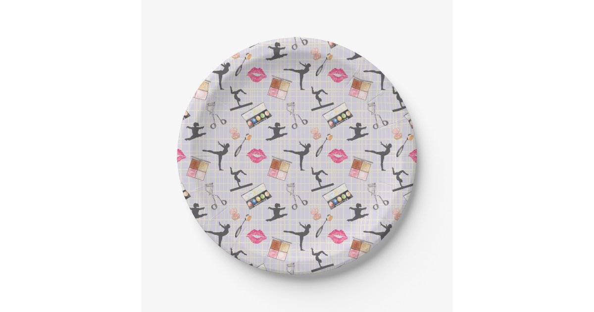 Girls Gymnastics - Girly Makeup Paper Plates | Zazzle