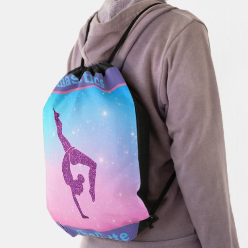 Girls Gymnastics Pastel Drawstring Backpack | Zazzle