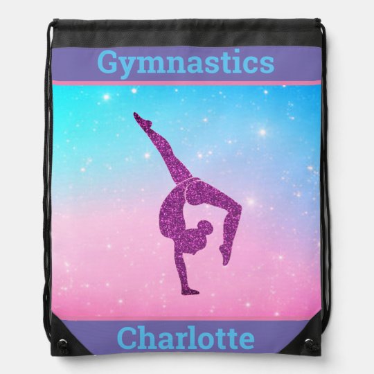 Girls Gymnastics Pastel Drawstring Backpack | Zazzle.com