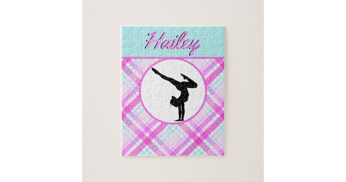 Girls Gymnastics Pastel Pinks and Teals Jigsaw Puzzle | Zazzle