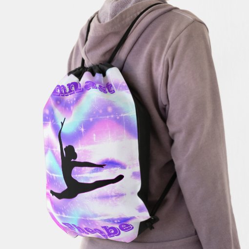 Girls Gymnastics Purple Drawstring Bag | Zazzle