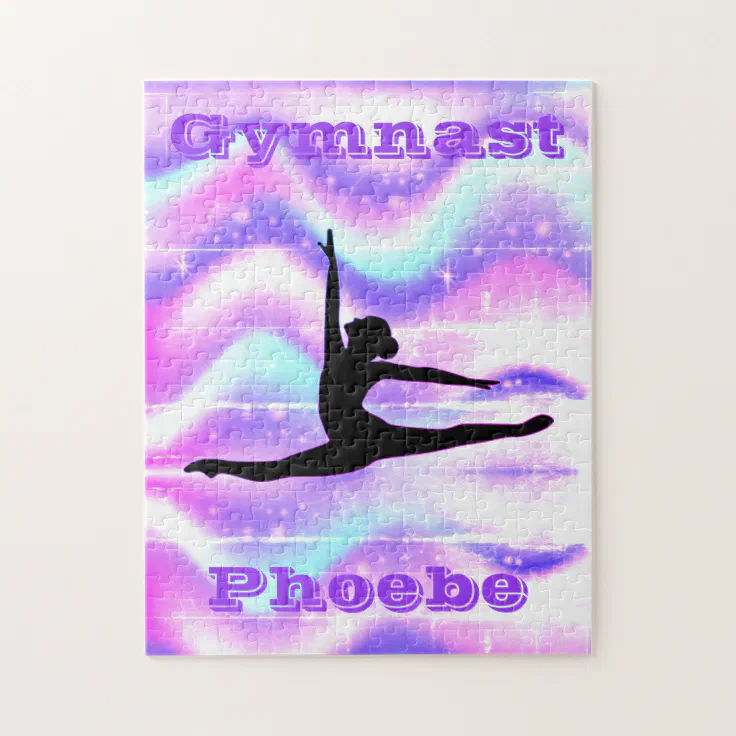 Girls Gymnastics Purple Jigsaw Puzzle | Zazzle
