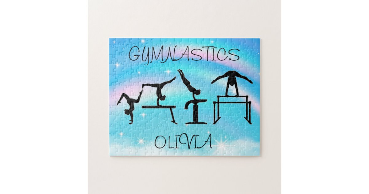 Girls Gymnastics Rainbow Swirls Jigsaw Puzzle | Zazzle