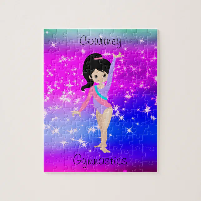 Girls Gymnastics Sparkle Gymnast in Leotard Jigsaw Puzzle | Zazzle