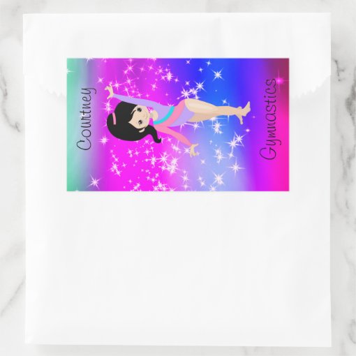 Girls Gymnastics Sparkle Gymnast in Leotard Rectangular Sticker | Zazzle