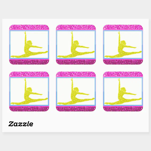 Girls Gymnastics Sparkle Stickers | Zazzle