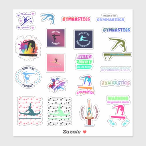 Girls Gymnastics Variety Pack of Stickers | Zazzle
