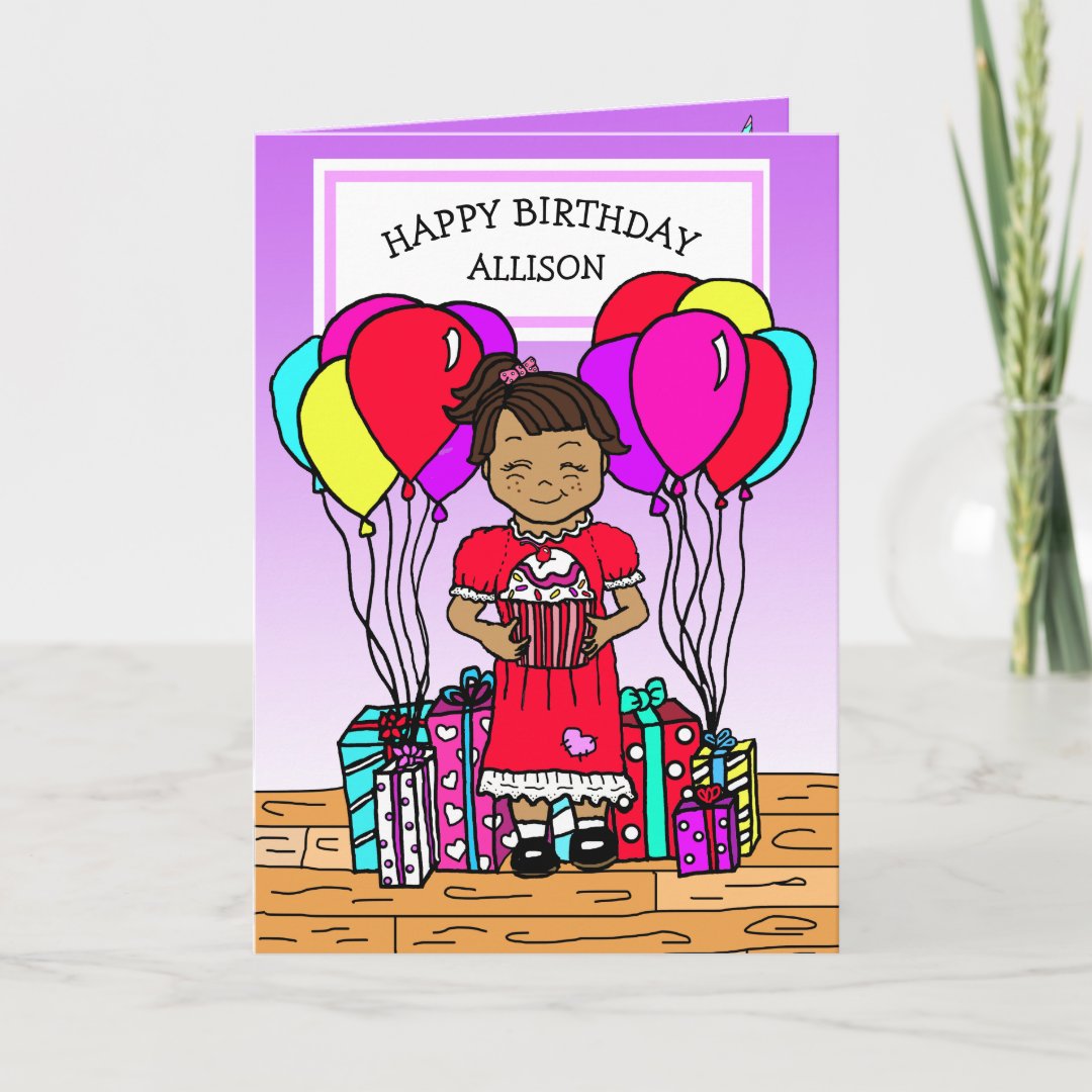 Girl's Happy Birthday Card | Zazzle