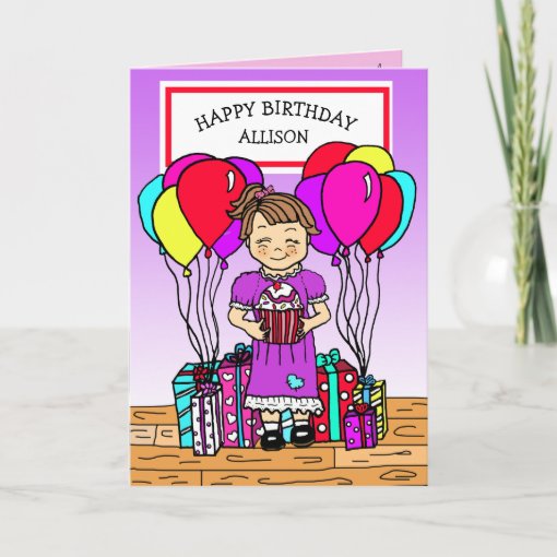 Girl's Happy Birthday Card | Zazzle