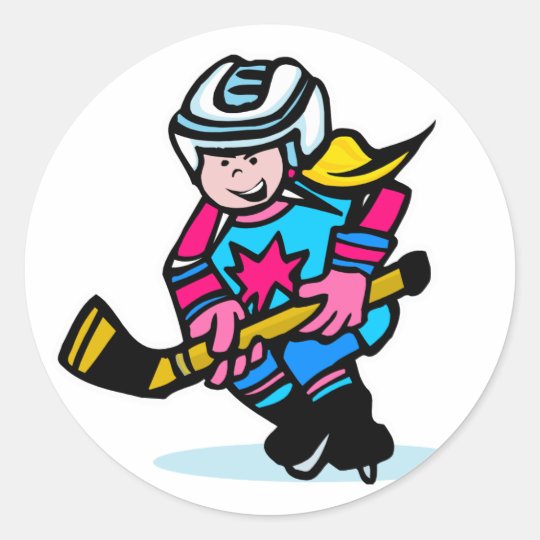 Girls Hockey Classic Round Sticker | Zazzle.com