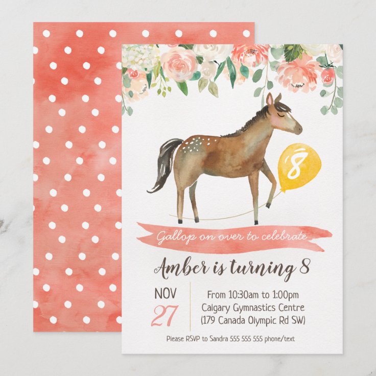 Girls Horse Birthday Party Invitation | Zazzle