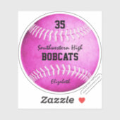 girls hot pink softball custom team name sticker | Zazzle