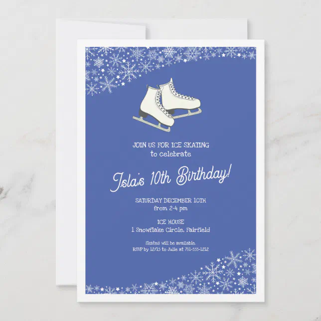 Girls Ice Skating Birthday Party Invitation | Zazzle