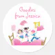 Girls Jumping on Bed Sleepover Slumber Party Classic Round Sticker | Zazzle