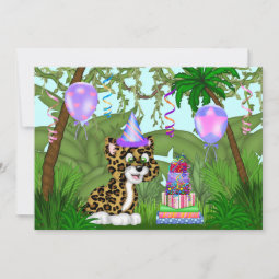 Girls Jungle Leopard Birthday Party Invitation | Zazzle