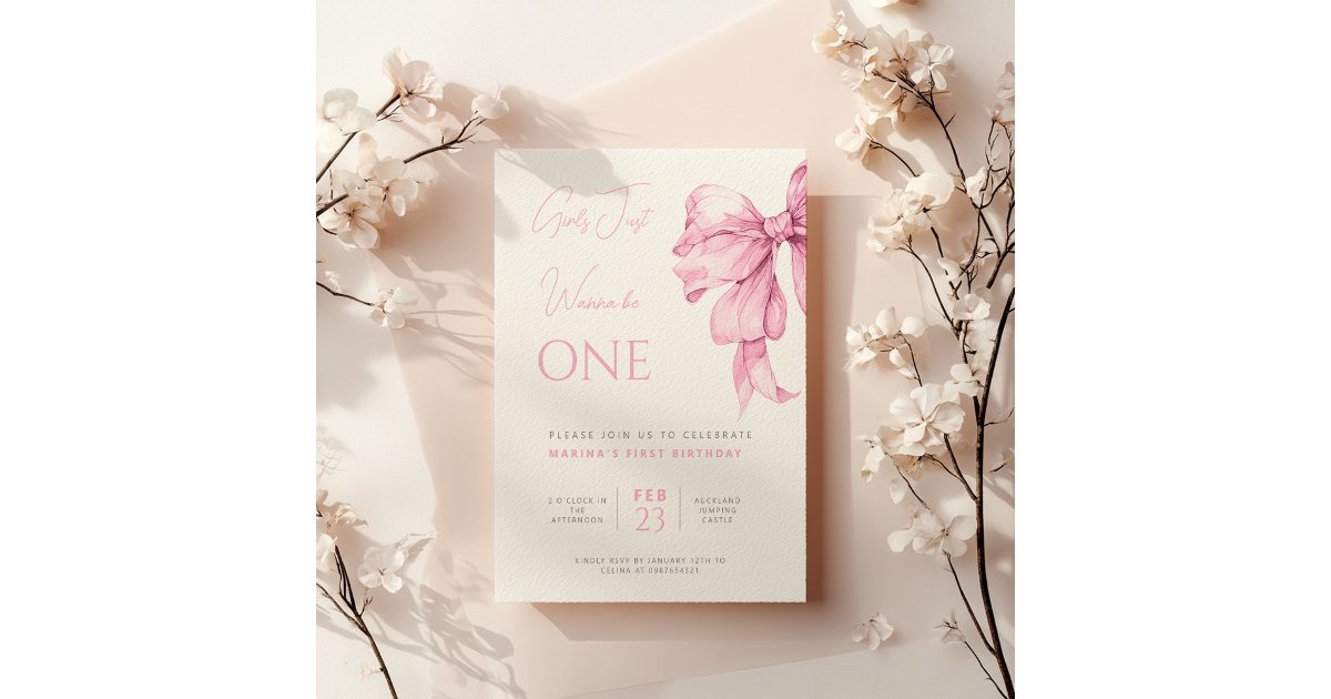 Girls just wanna be one birthday invitation | Zazzle
