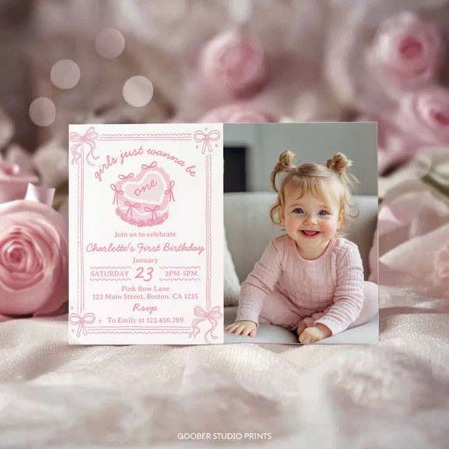 Girls Just Wanna Be One Birthday Invitation | Zazzle