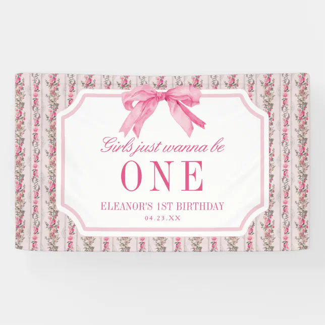 Girls Just Wanna Be One Girl 1st Birthday Party Banner | Zazzle