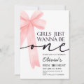 Girls Just Wanna Be One Pink Bow 1st Birthday Invitation | Zazzle