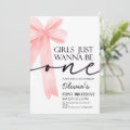 Girls Just Wanna Be One Pink Bow 1st Birthday Invitation | Zazzle