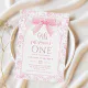 Girls Just Wanna Be One Pink Bow 1st Birthday Invitation | Zazzle