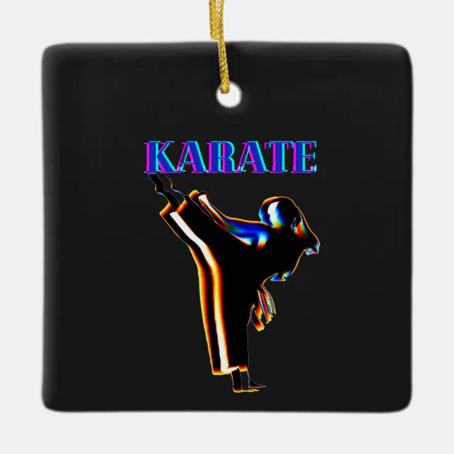 Girls Karate Abstract Blur Ceramic Ornament | Zazzle