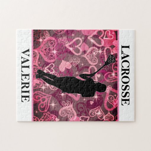 Girls Lacrosse Floating Rose Hearts Jigsaw Puzzle | Zazzle