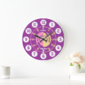 Girls learn to tell time purple wall clock | Zazzle