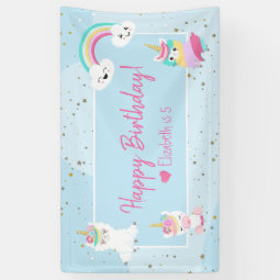 Girls Llamacorn Unicorn Happy Birthday Party Banner | Zazzle