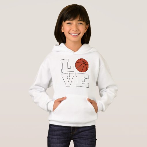Girls LOVE Basketball Player Cute Sports Hoodie | Zazzle