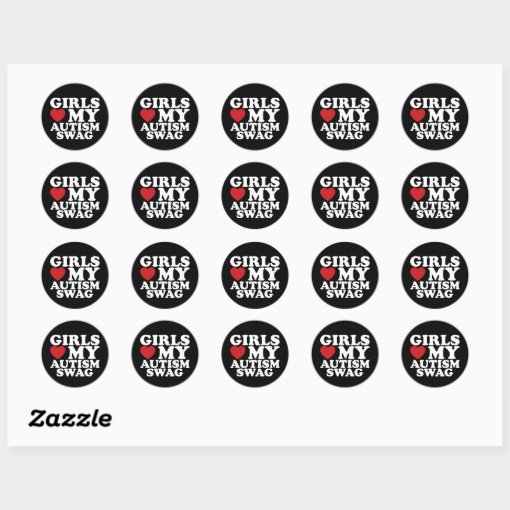 Girls Love My Autism Swag Awareness Heart Classic Round Sticker | Zazzle