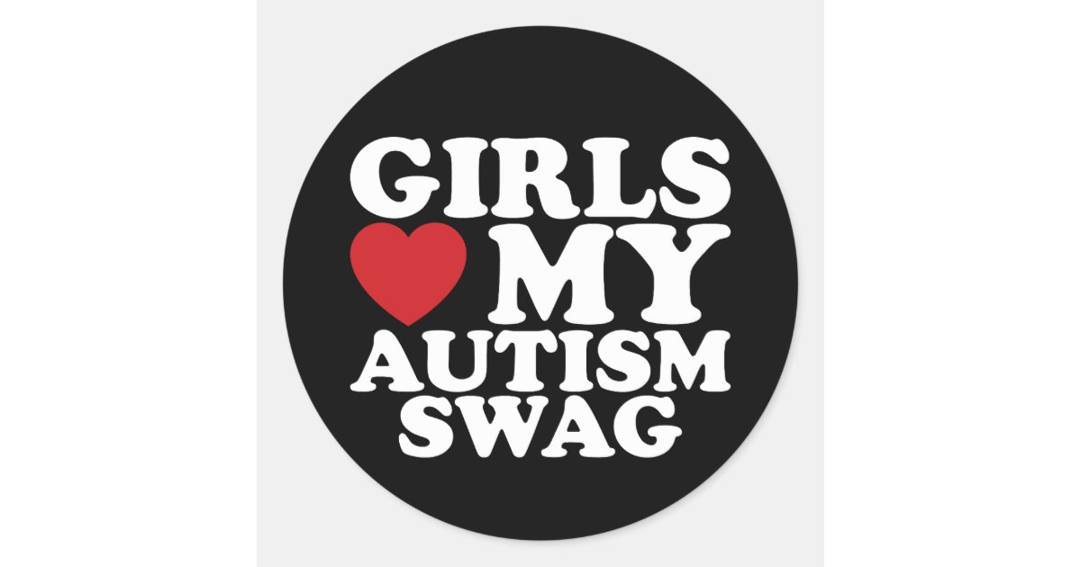 Girls Love My Autism Swag Awareness Heart Classic Round Sticker | Zazzle