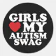 Girls Love My Autism Swag Awareness Heart Classic Round Sticker | Zazzle