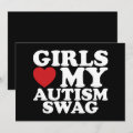 Girls Love My Autism Swag Awareness Heart Invitation | Zazzle